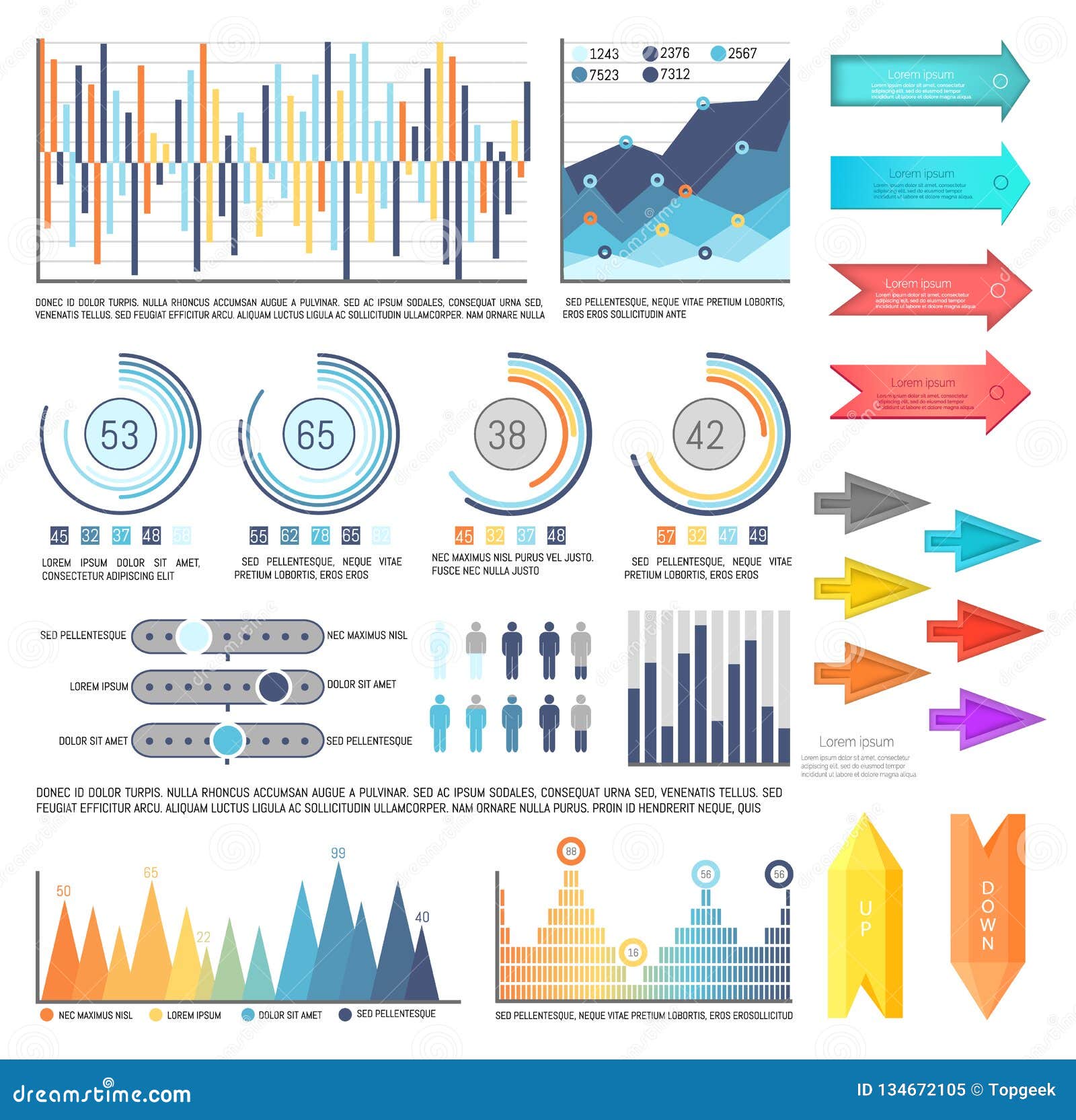 Infographics with Arrowheads, Charts Information Stock Vector ...