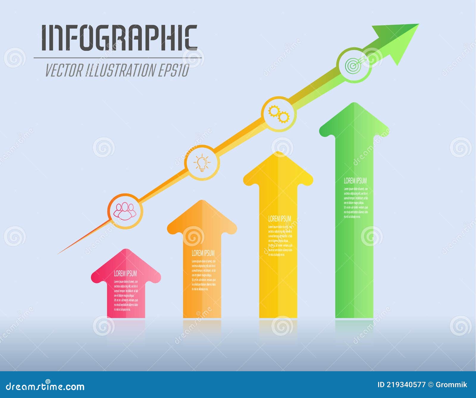 Infographics with Arrows. Dynamic Development, the Path To Success, the ...