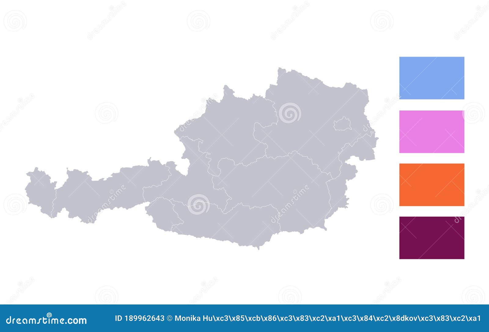 Austria Map, Individual Regions With Names, Infographics And Icons ...
