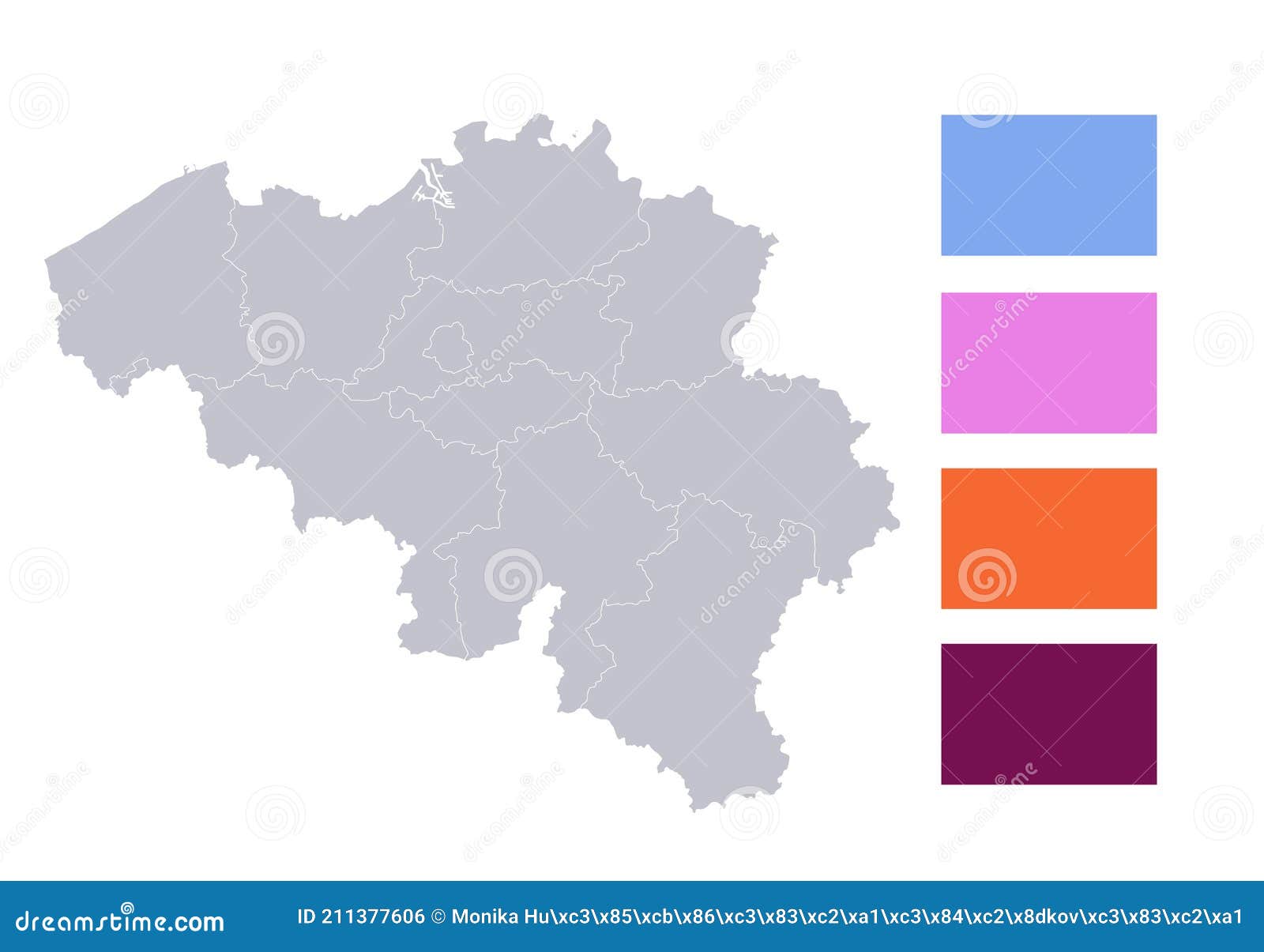 Infographics of Belgium Map, Individual Regions Blank Stock Vector ...