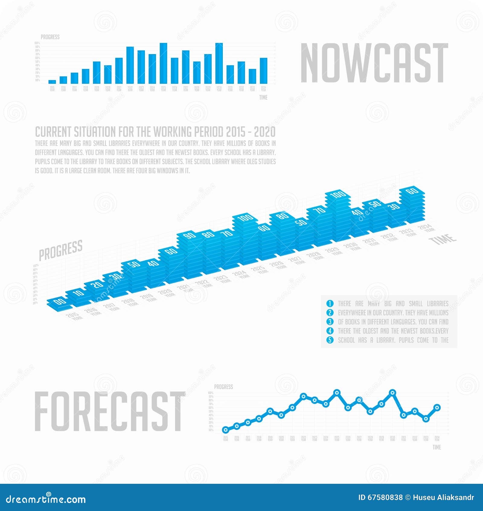 Infographics Blue Graph with Text. Stock Vector - Illustration of info ...