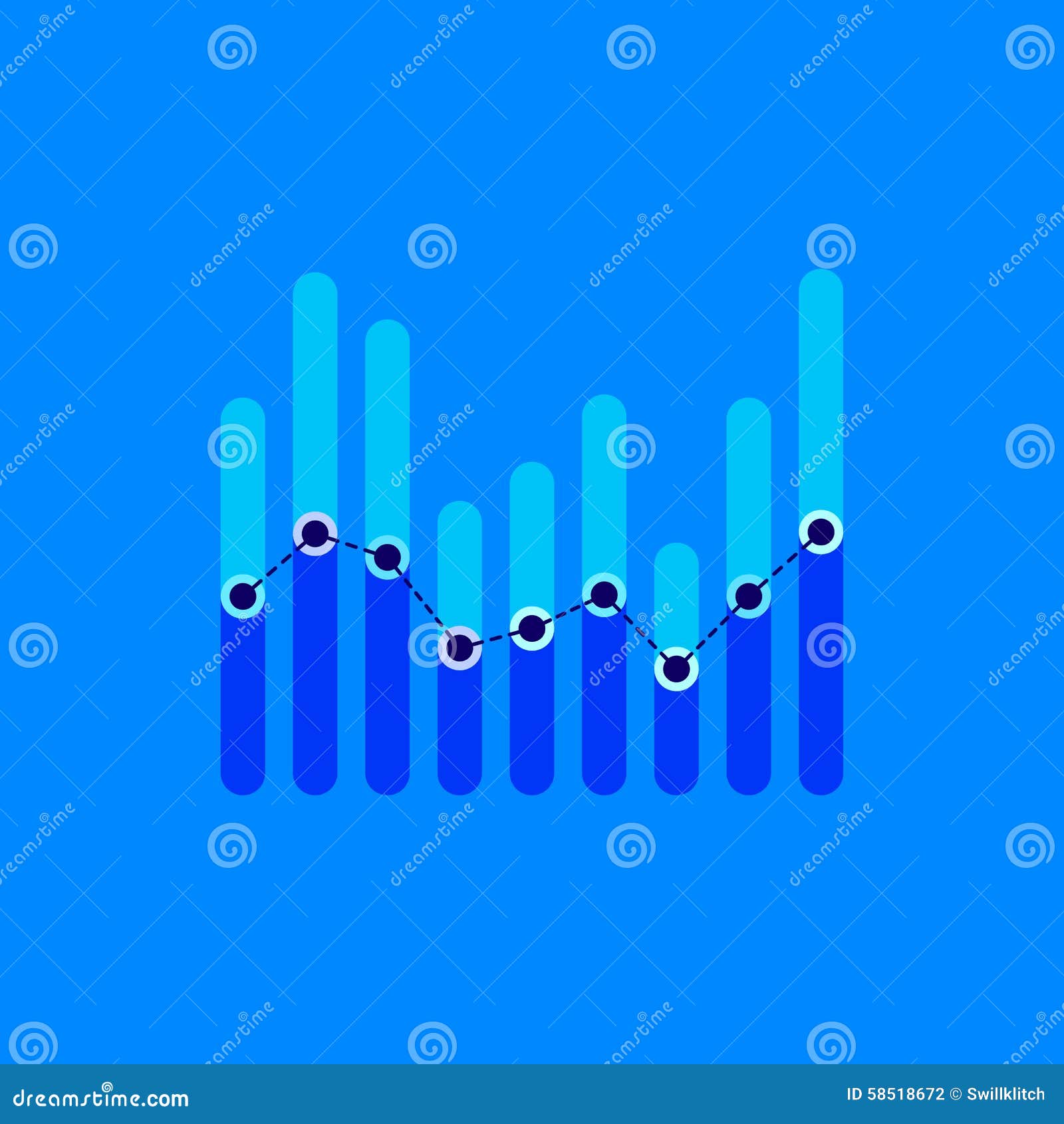 Infographics with Blue Overlapping Bars and Dotted Stock Vector ...