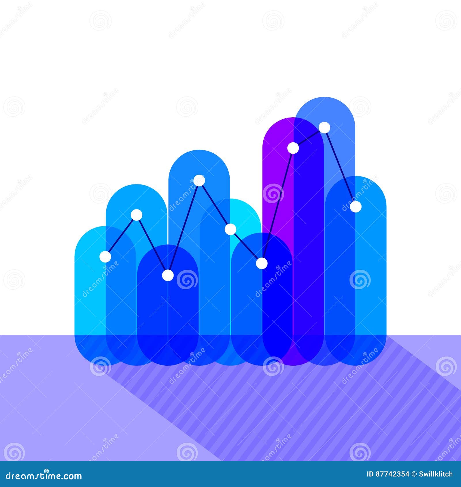 Infographics With Blue Overlapping Bars Vector Illustration ...