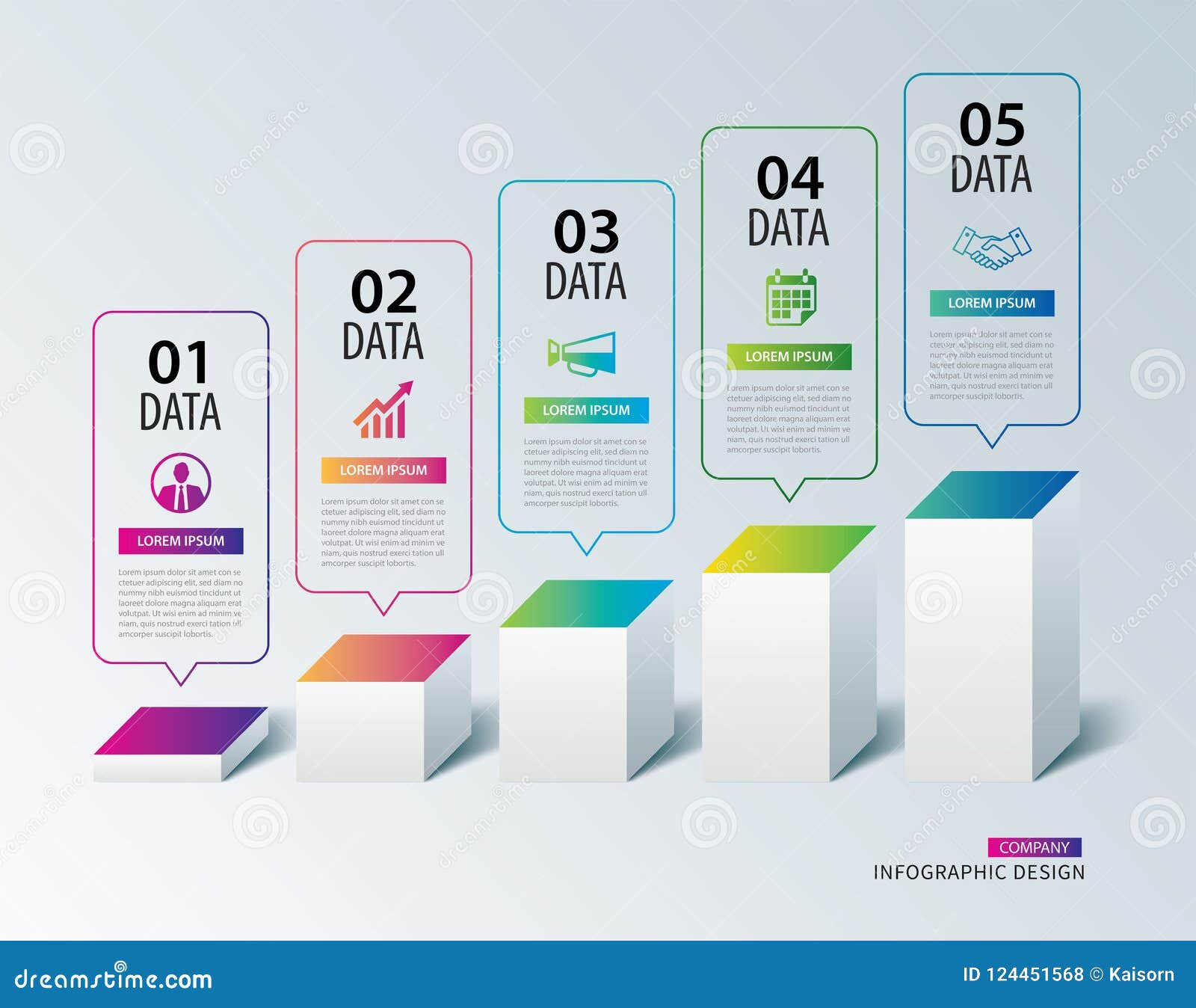 Infographics Box Square Paper with 5 Data Template. Vector Illus Stock ...