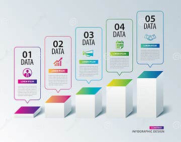 Infographics Box Square Paper with 5 Data Template. Vector Illus Stock ...