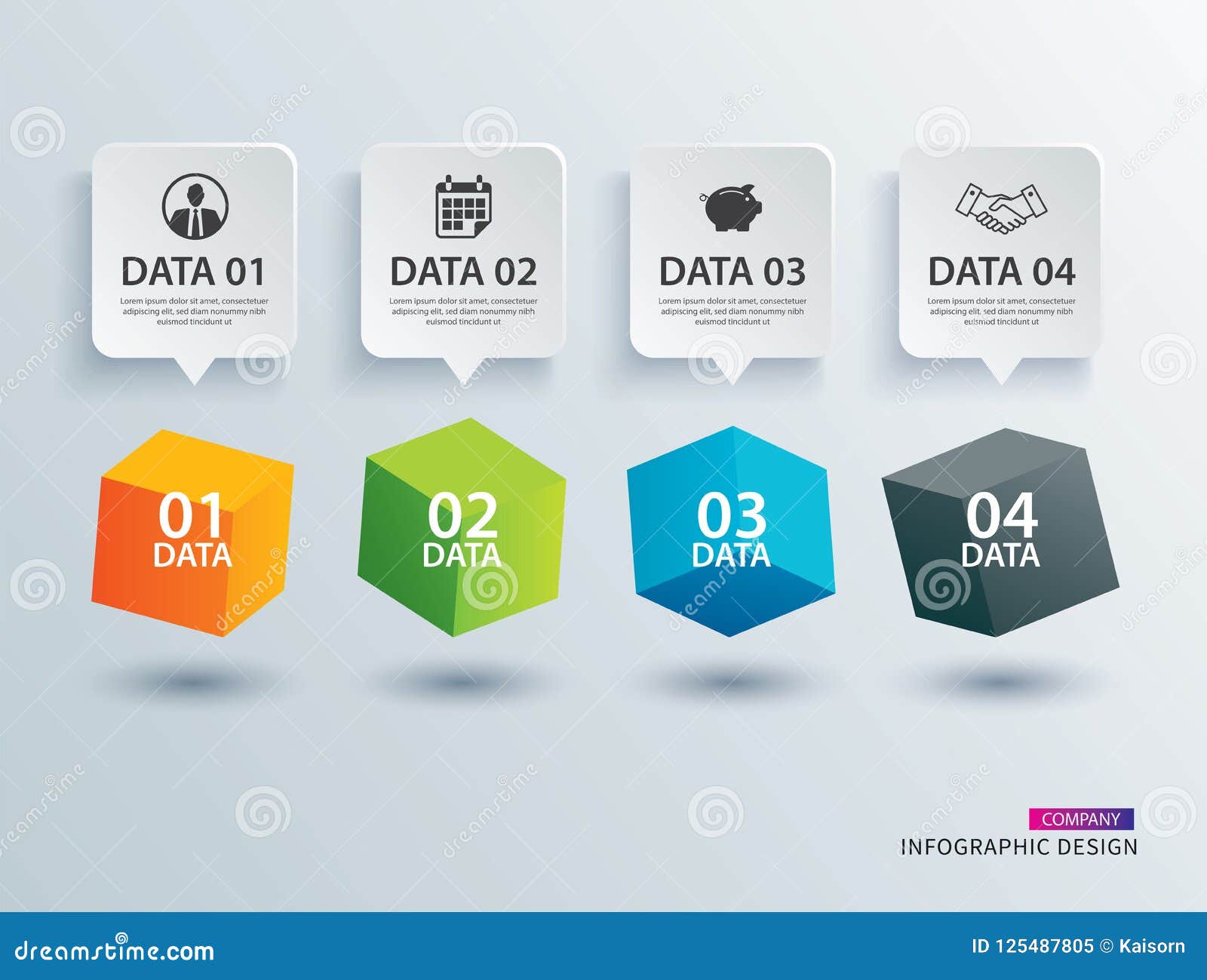 Infographics Box Square with 4 Paper Data Template. Vector Illus Stock ...