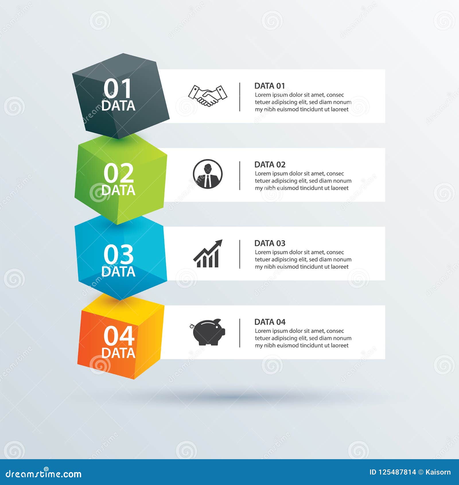 Infographics Box Square with 4 Paper Data Template. Vector Illus Stock ...