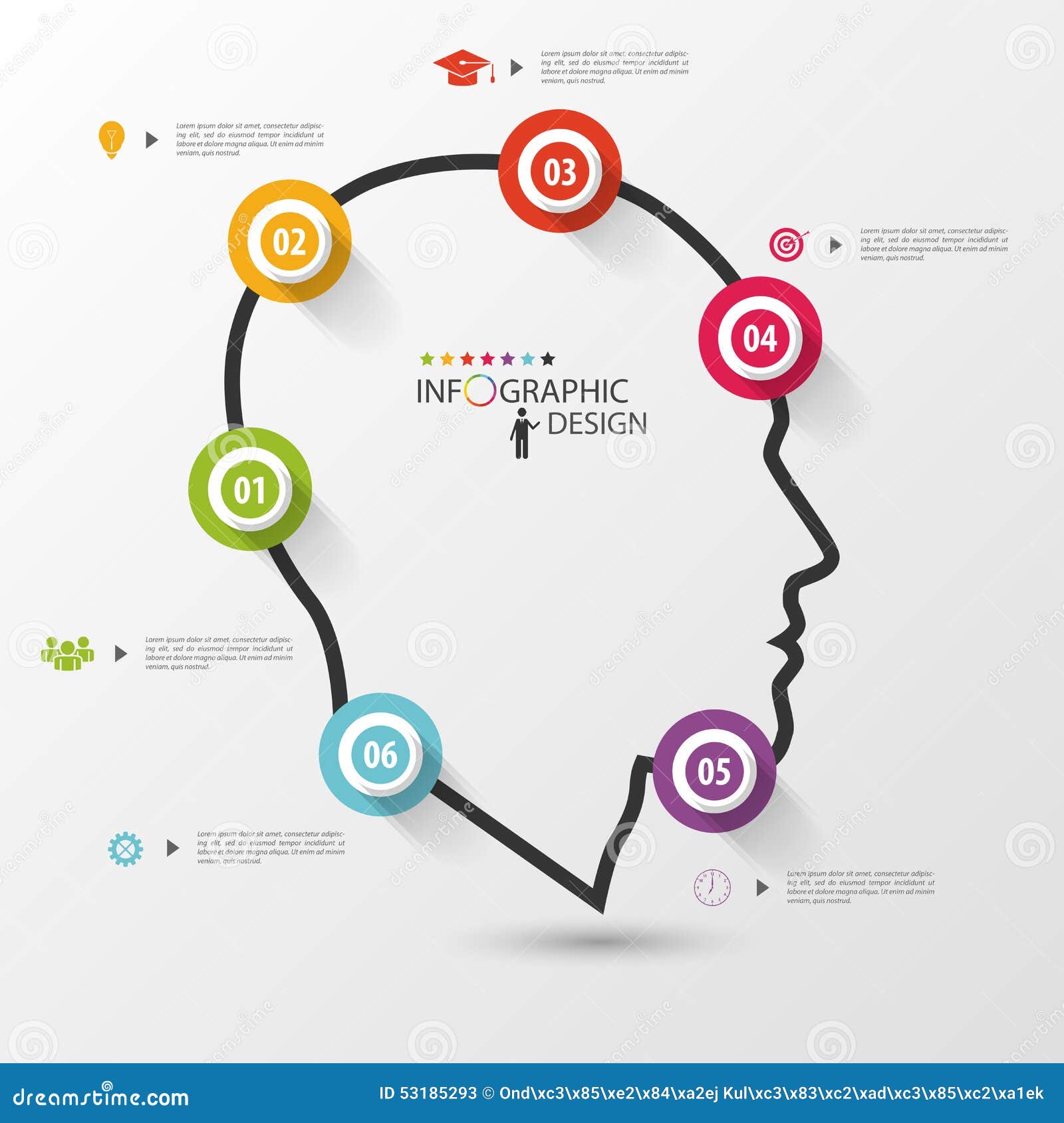 Infographics Brain Vector Design Template Stock Vector - Illustration ...