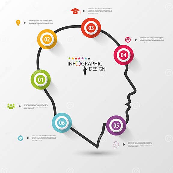 Infographics Brain Vector Design Template Stock Vector - Illustration ...