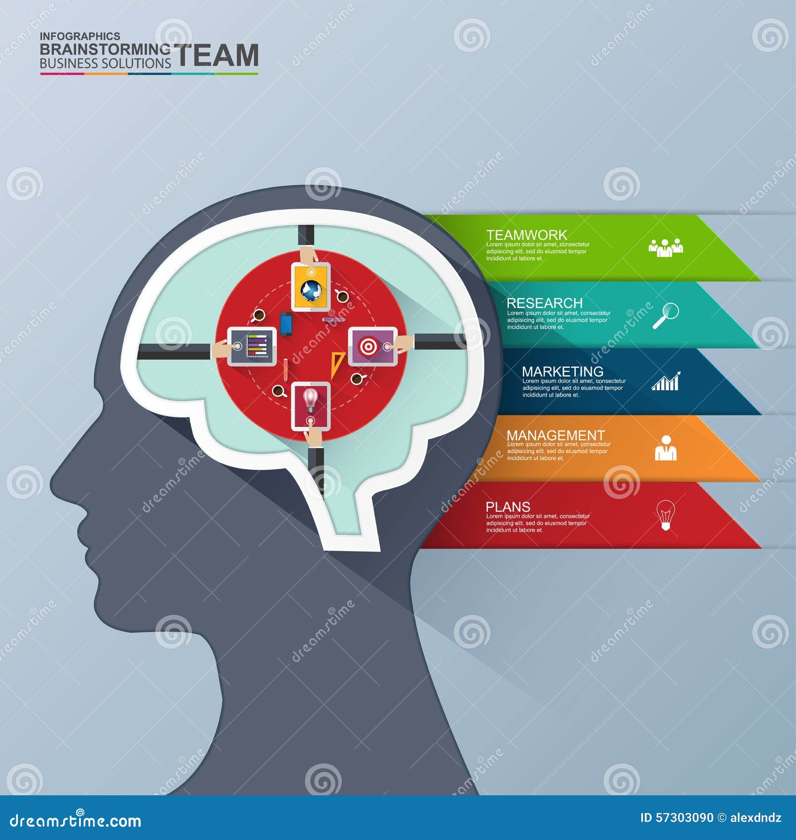 Infographics Brain Vector Design Template Stock Vector - Illustration ...