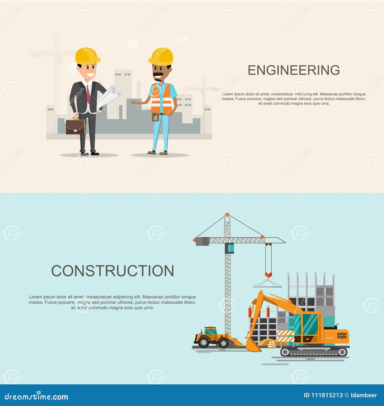 Infographics Building Site Work Process Under Construction with Stock ...