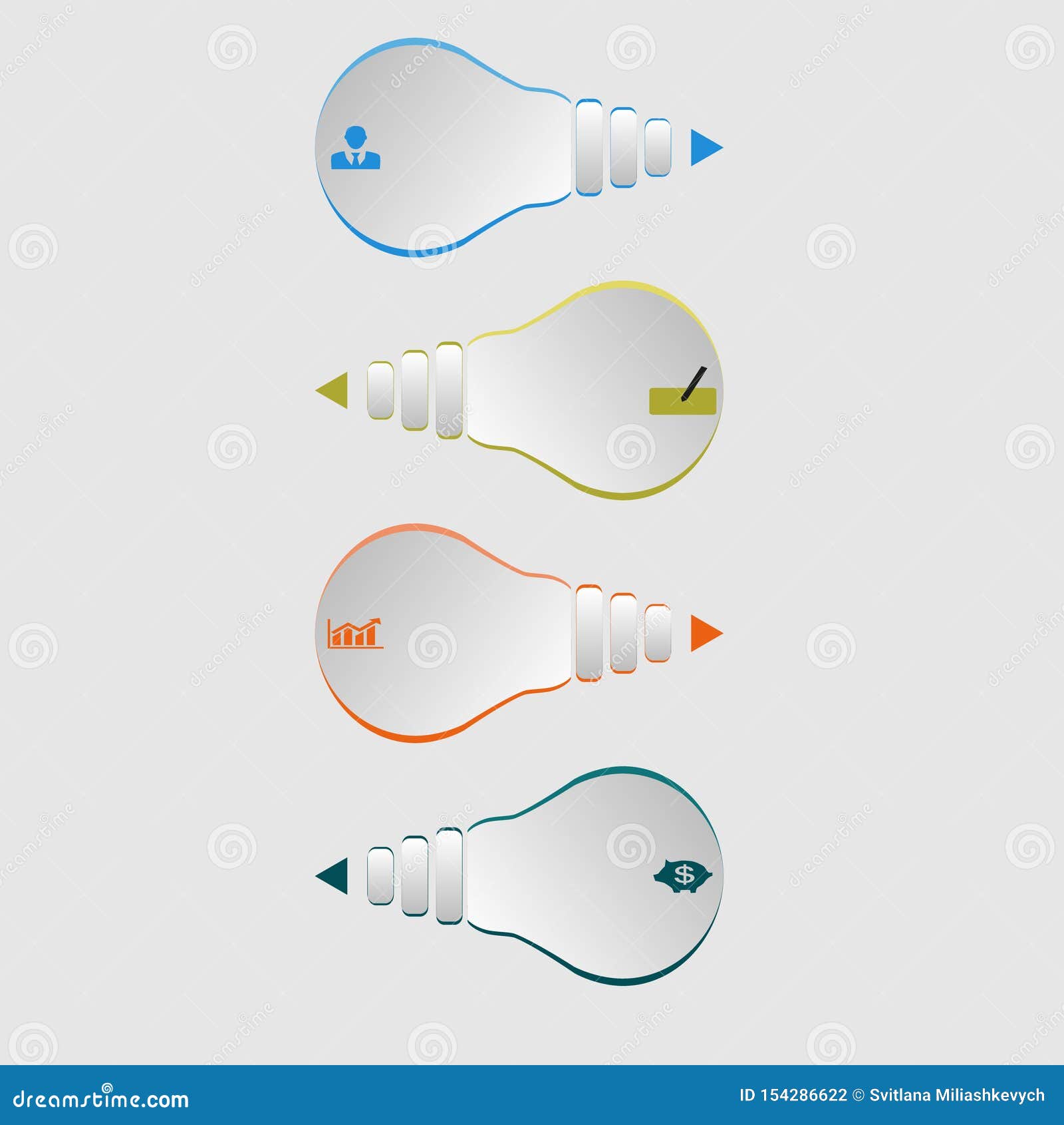 Infographics of the Bulb Shape with the Text Icons Stock Illustration ...