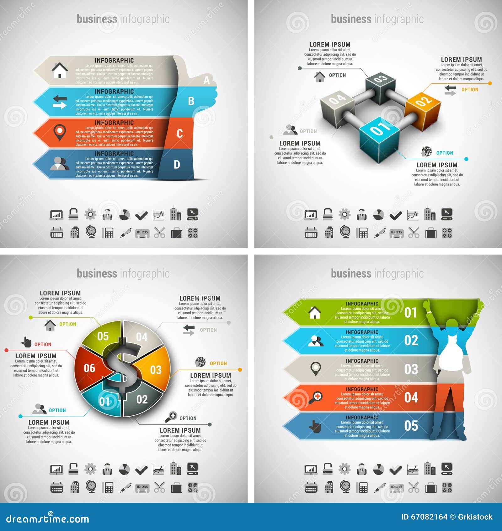 4 in 1 Infographics Bundle stock vector. Illustration of sequence ...