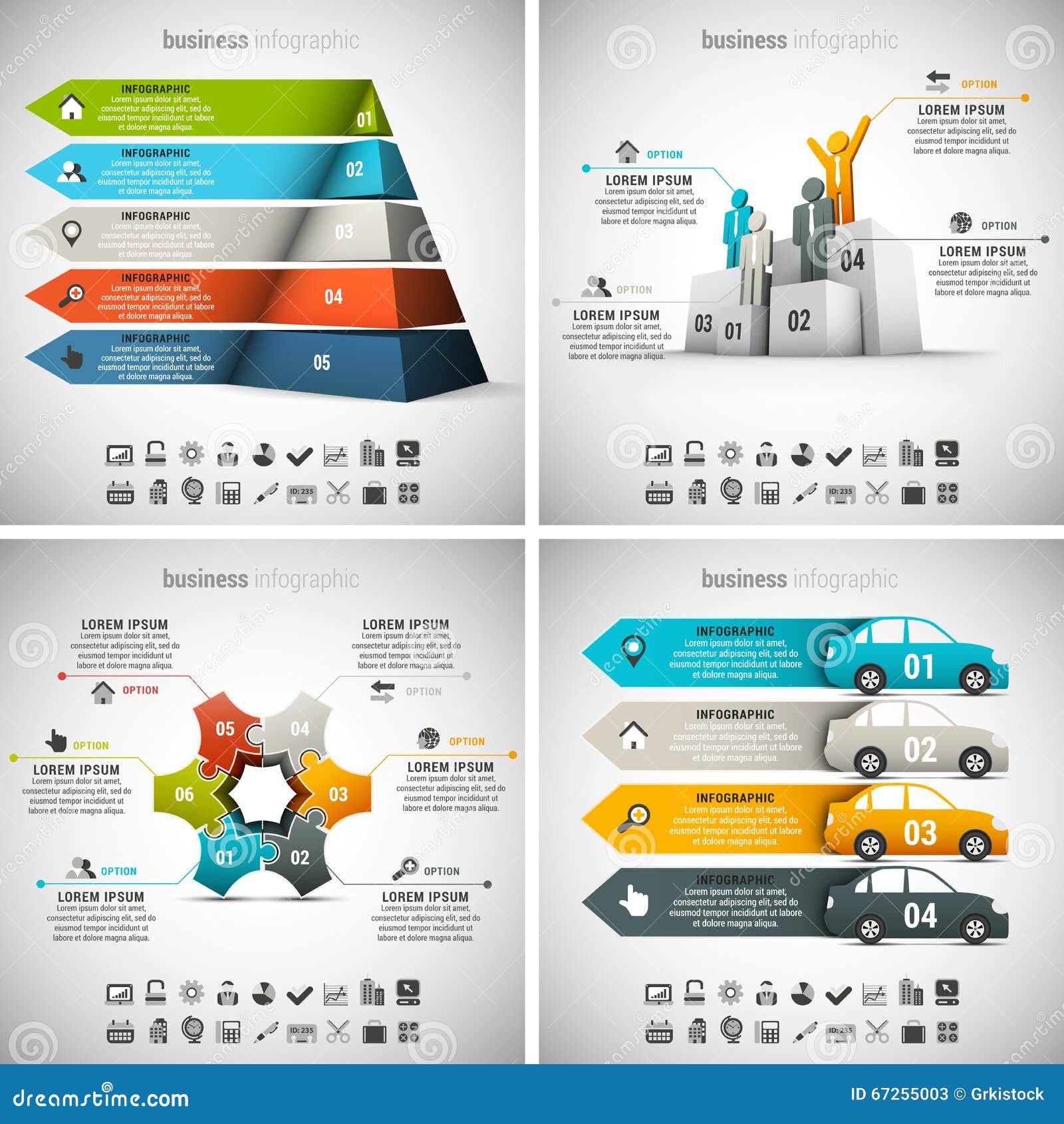 4 in 1 Infographics Bundle stock vector. Illustration of promotion ...