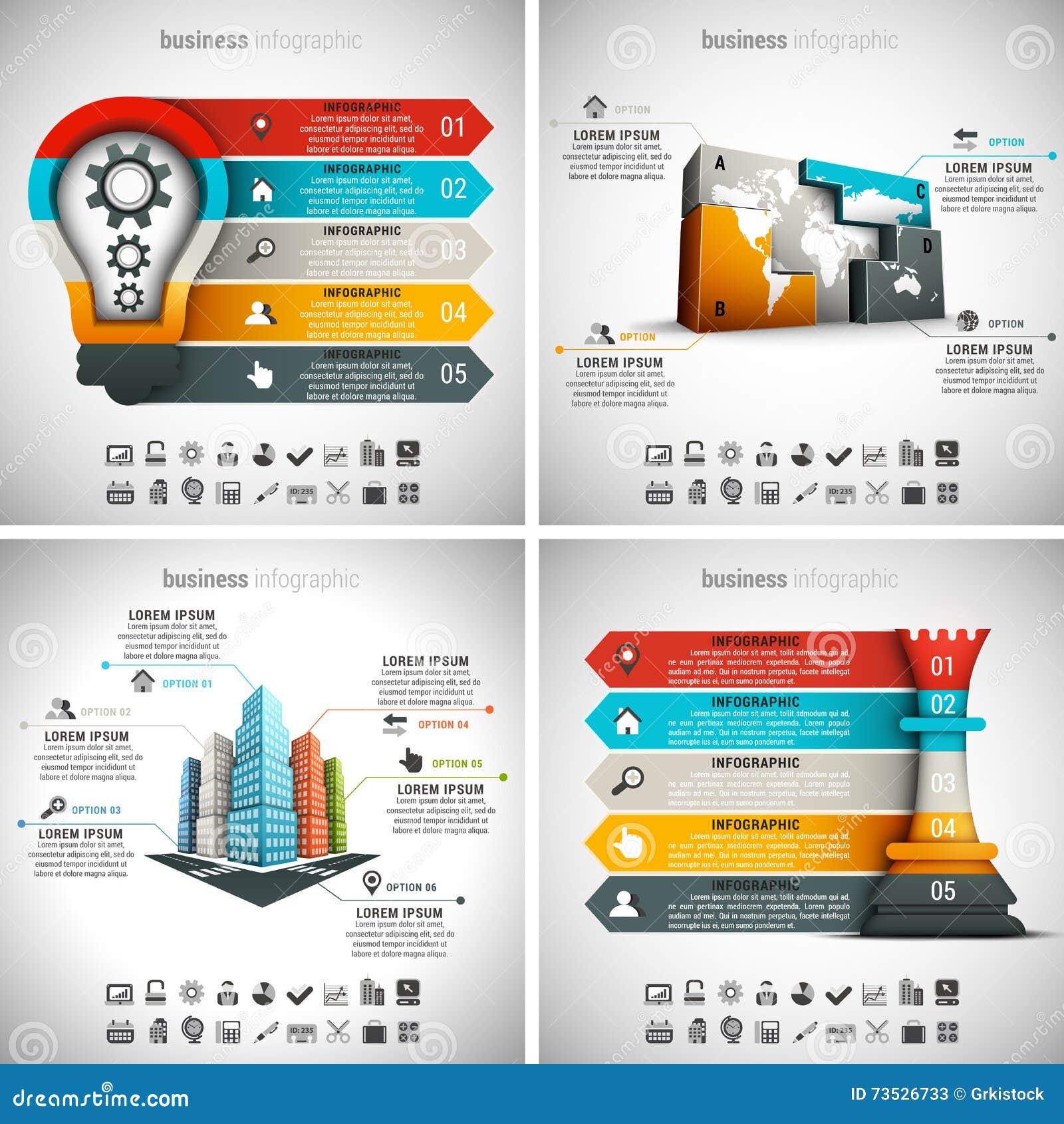 4 in 1 Infographics Bundle stock vector. Illustration of choice - 73526733