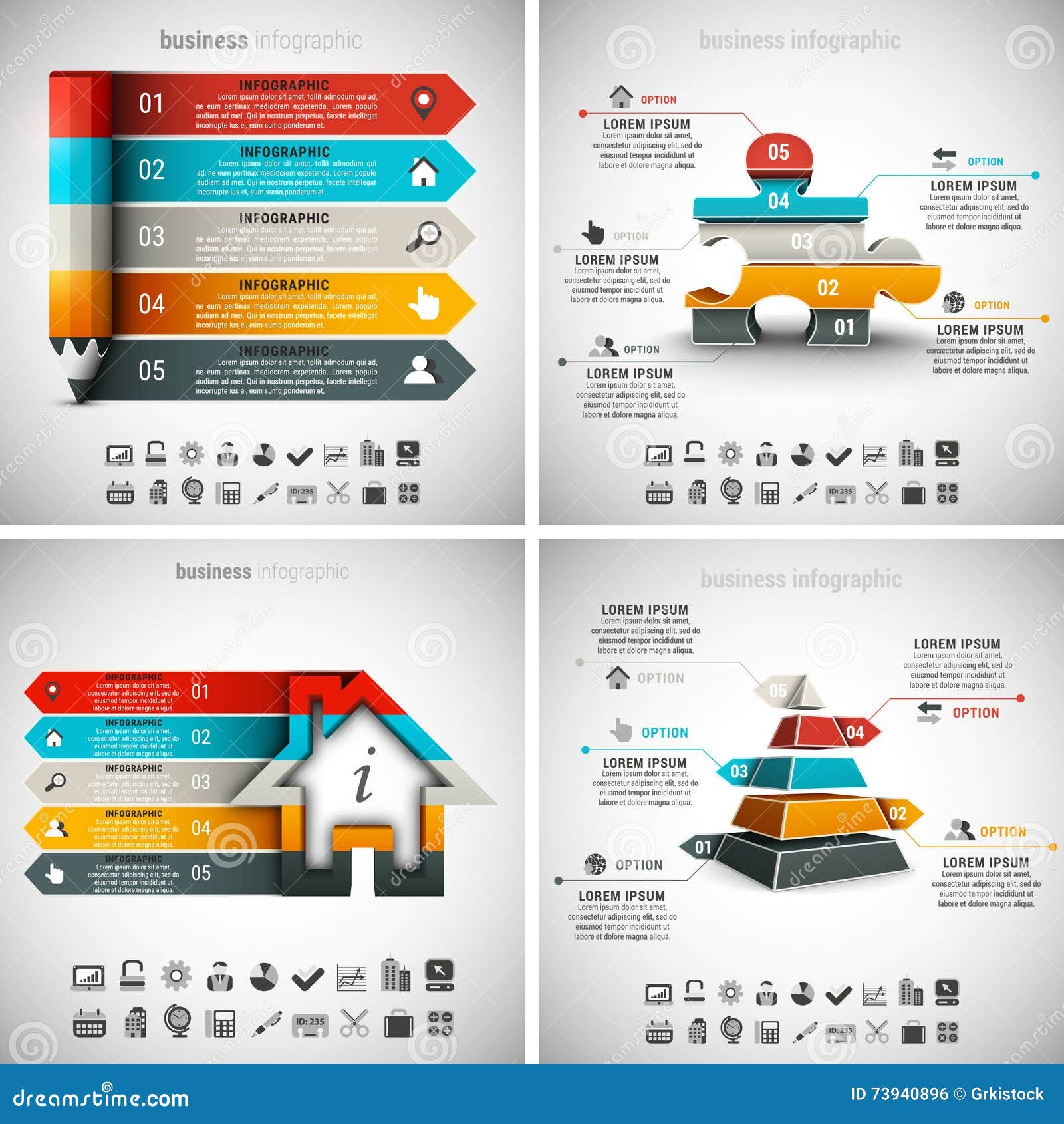 4 in 1 Infographics Bundle stock vector. Illustration of real - 73940896