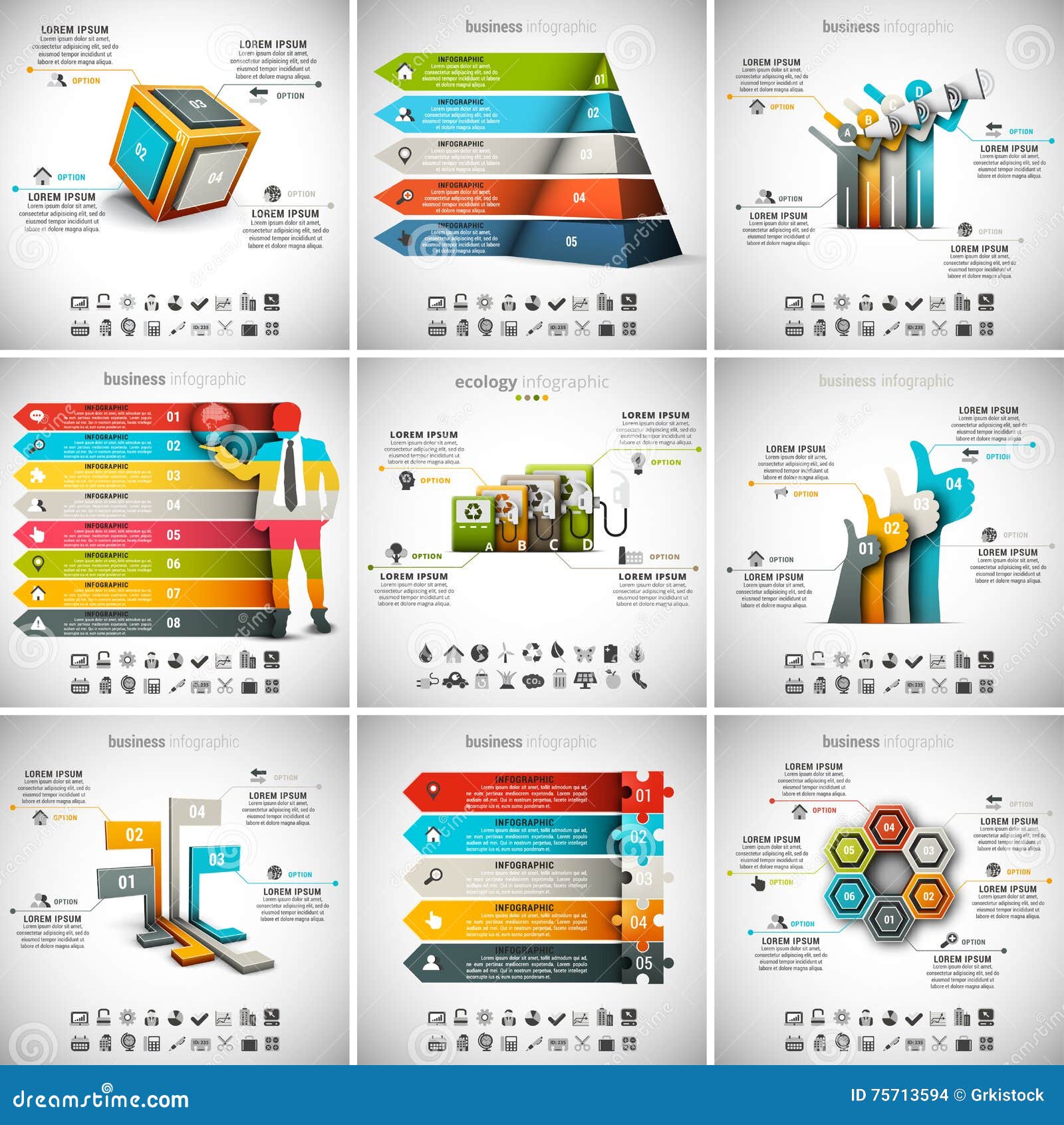 9 in 1 Infographics Bundle stock vector. Illustration of infographic ...