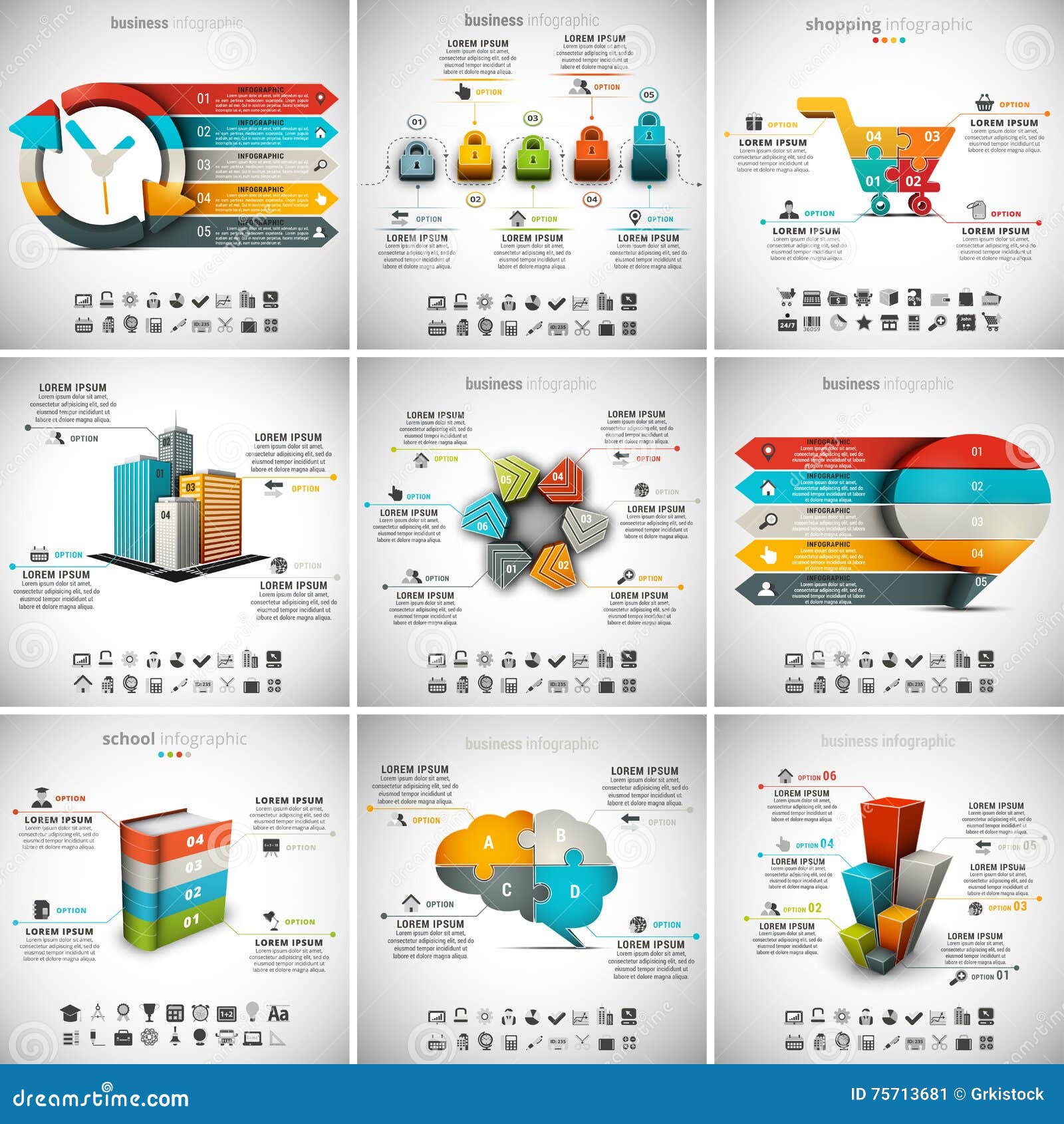 9 in 1 Infographics Bundle stock vector. Illustration of diagram - 75713681