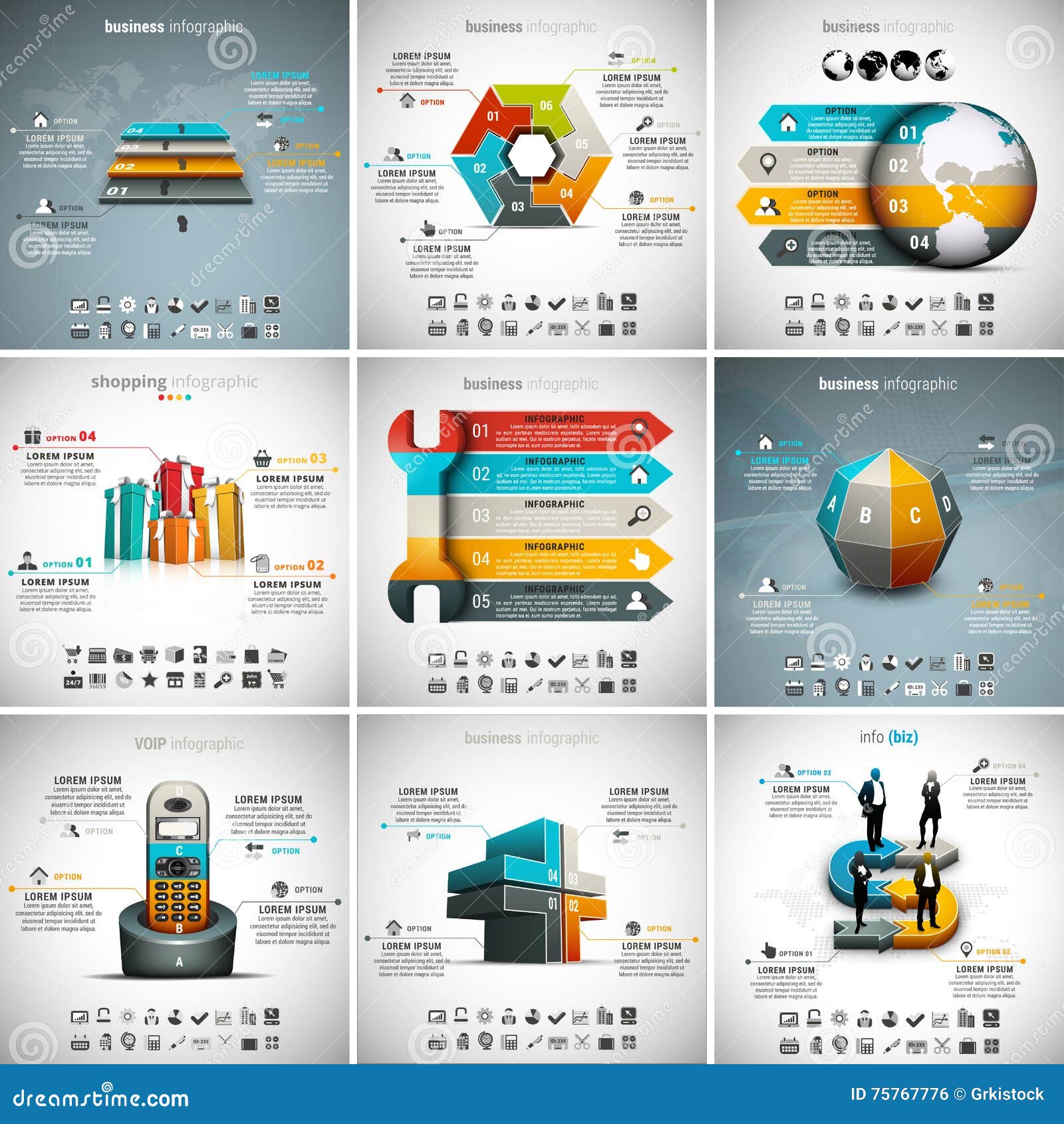 9 in 1 Infographics Bundle stock vector. Illustration of sequence ...