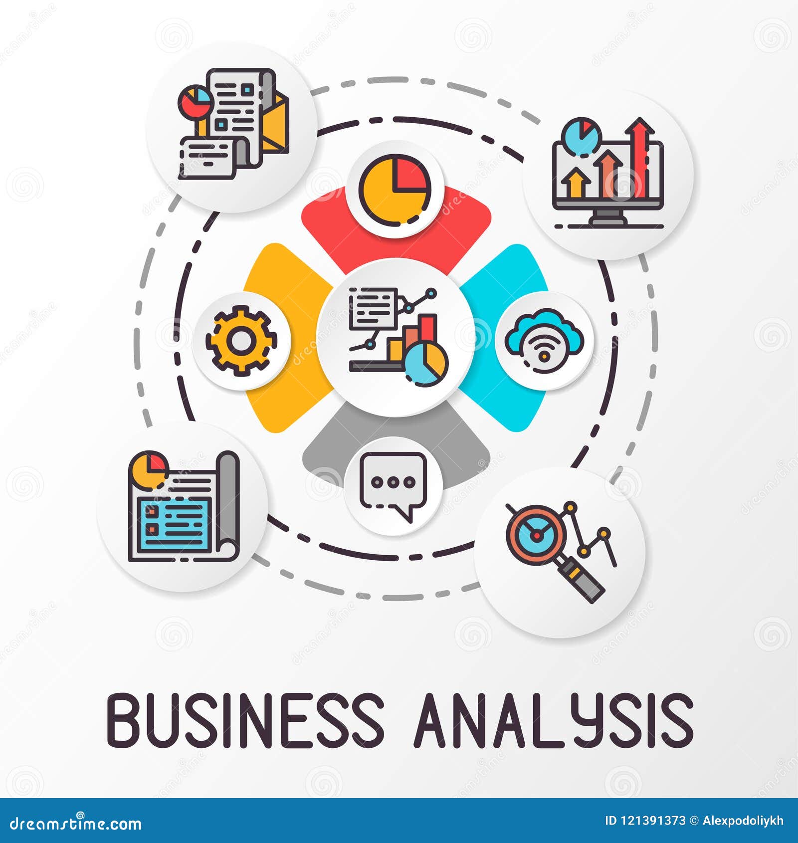 Infographics Business Analysis Using Colored Icons. Financial Growth ...