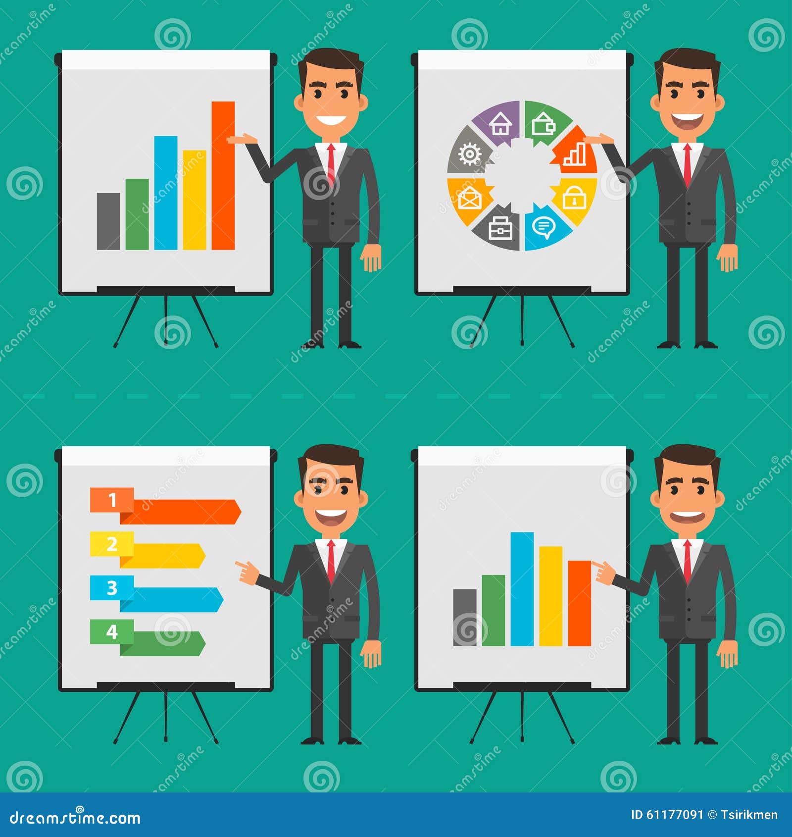 Infographics Businessman Indicates on Flip Chart Stock Vector ...