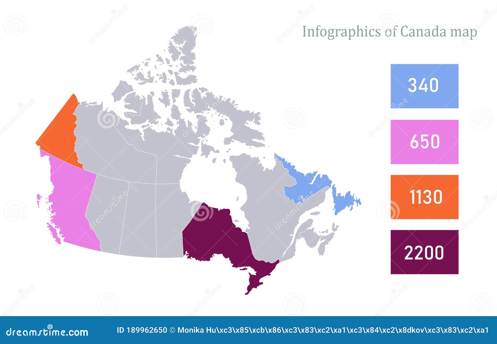 Infographics of Canada Map, Individual States Stock Vector ...