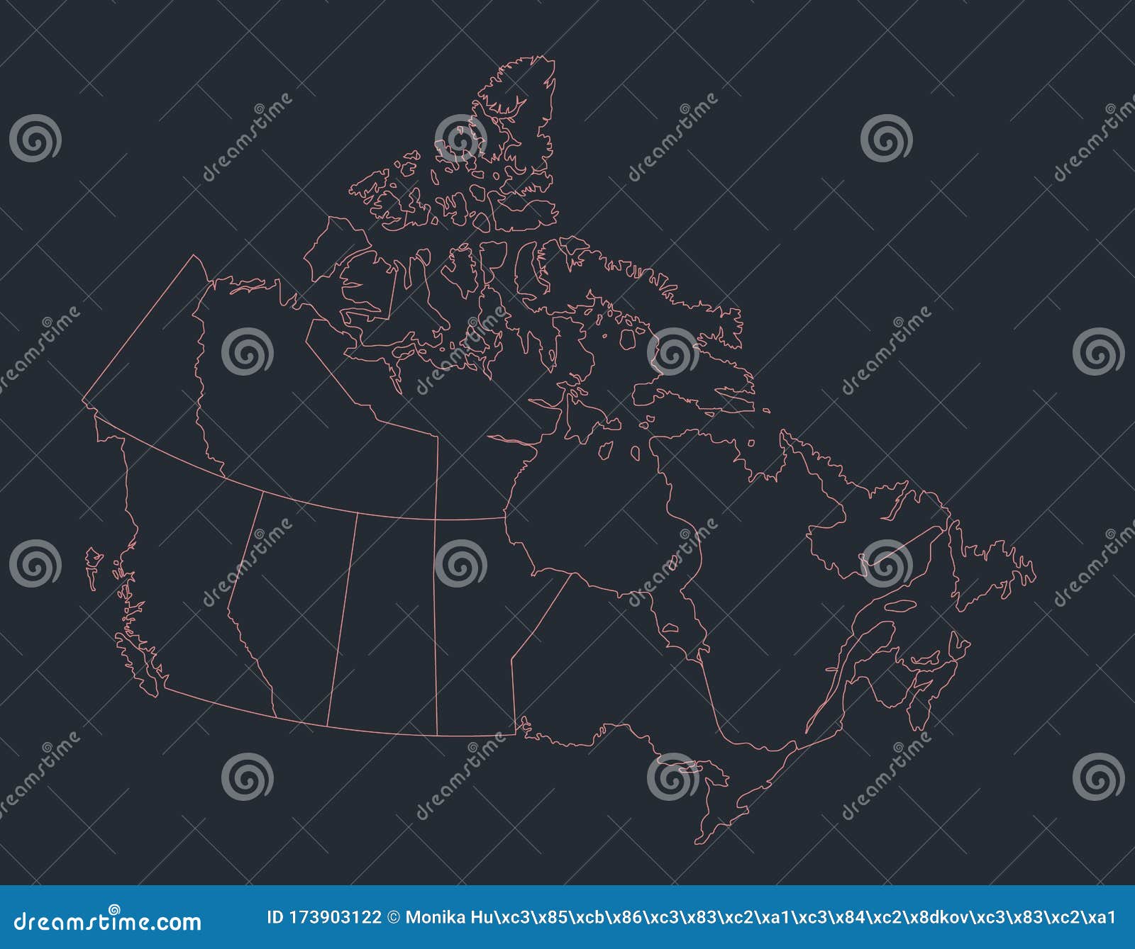Infographics Canada Map Outline, Flat Design, Blank Template Vector ...