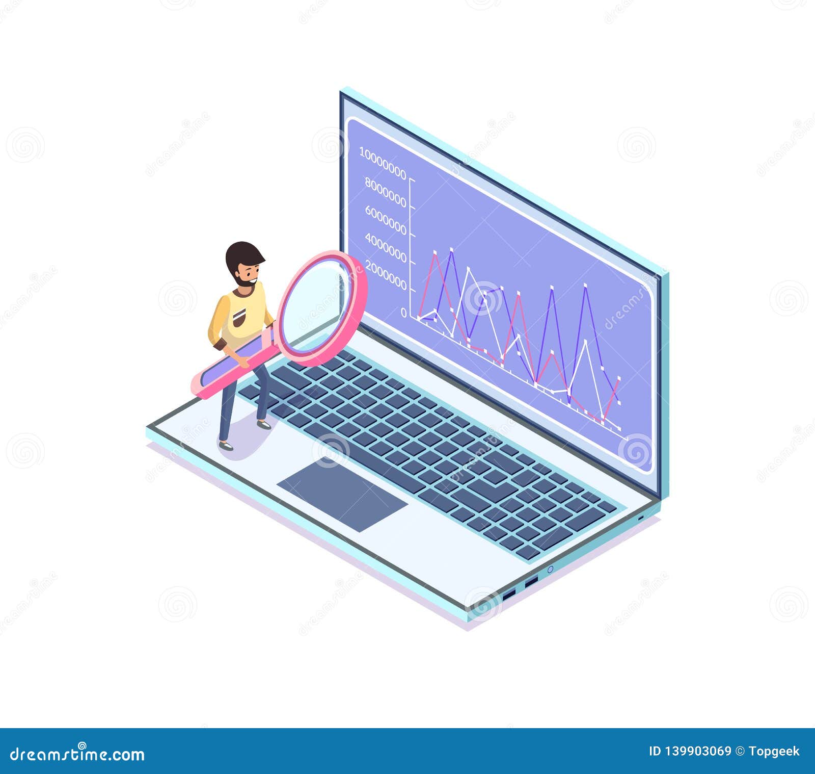 Infographics and Charts on Laptop Screen Statistics Stock Vector ...
