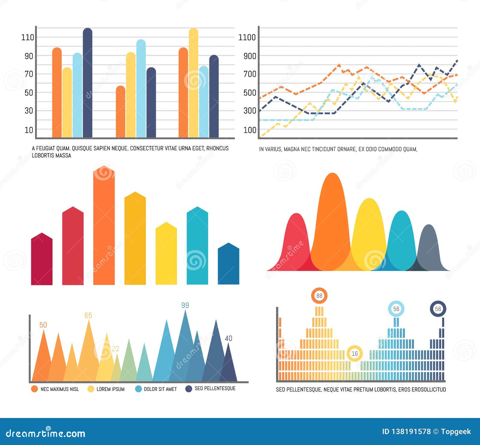 Infographics And Curves Pie Diagrams With Segments Cartoon Vector ...