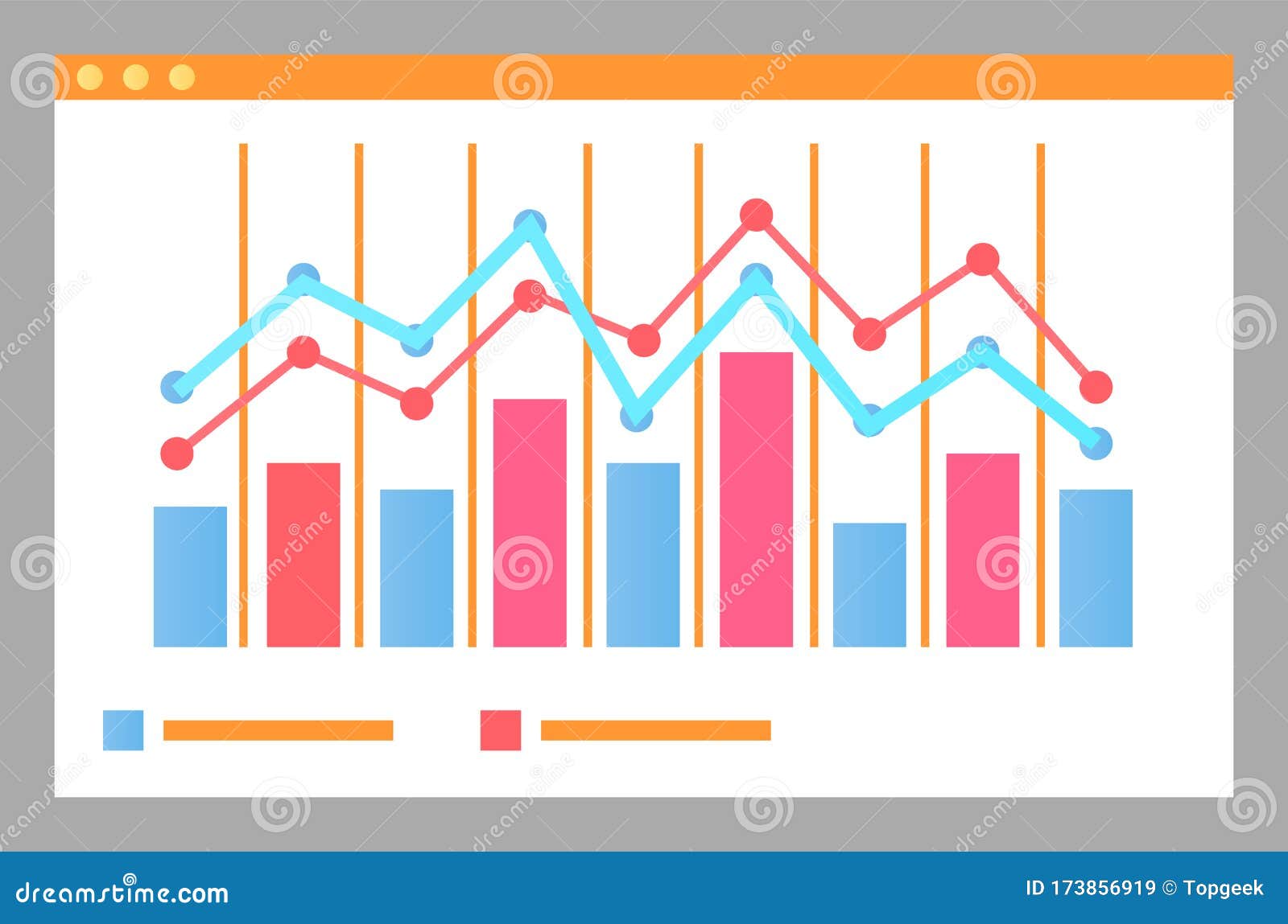 Infographics and Charts on Paper, Falling Rising Stock Vector ...
