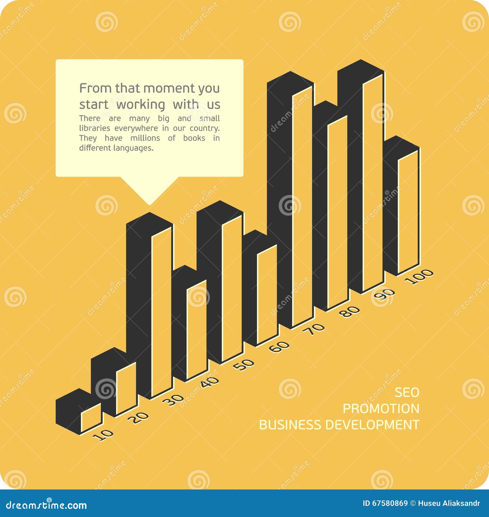Infographics Charts on a Yellow Background. Stock Vector - Illustration ...