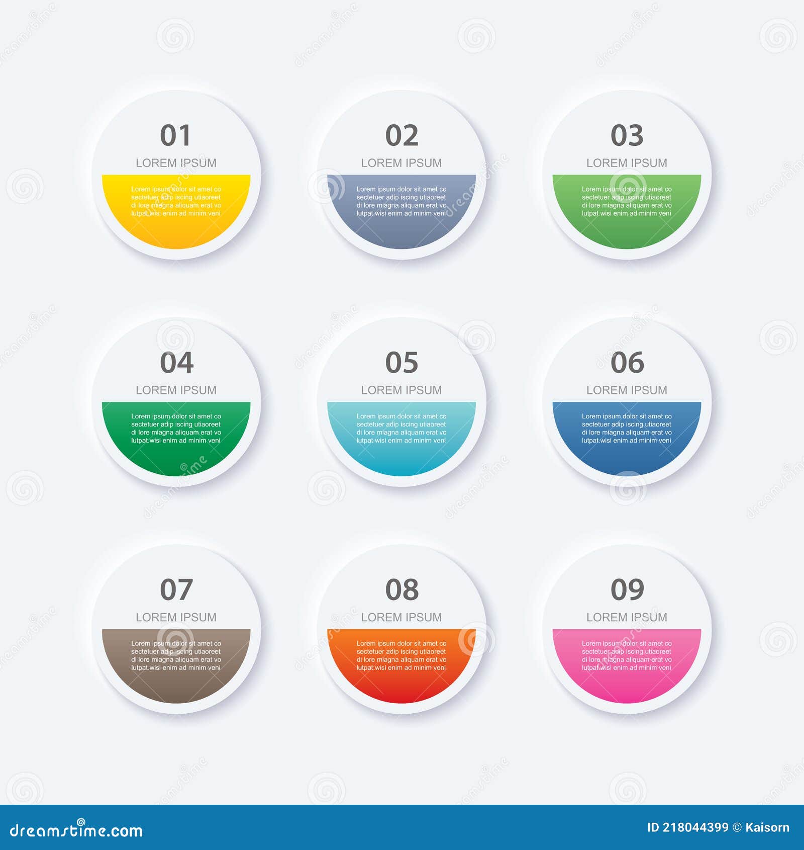 Infographics Circle Button with 9 Data Template. Vector Illustration ...