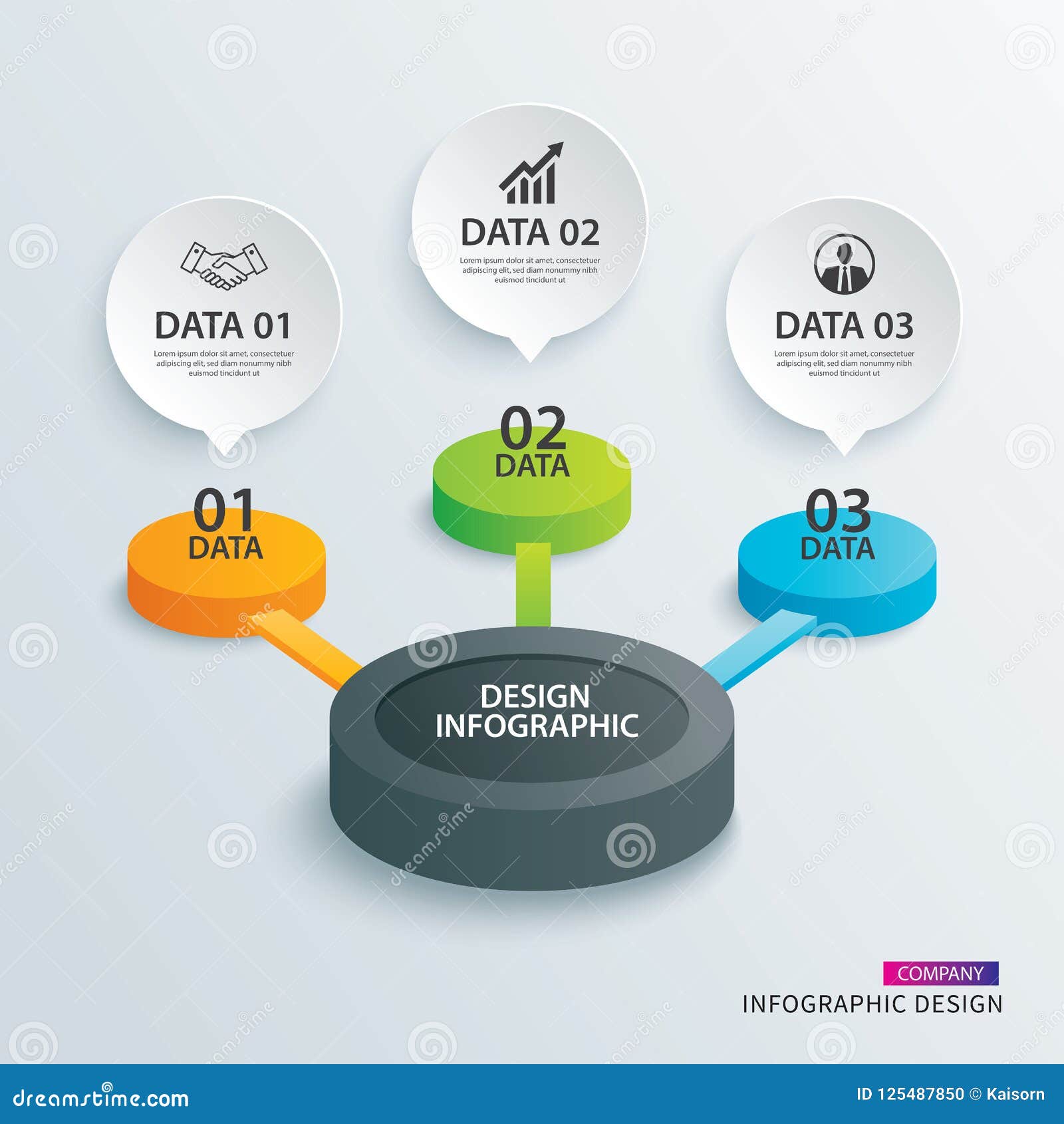 Infographics Circle Paper with 3 Data Template. Vector Illustration ...