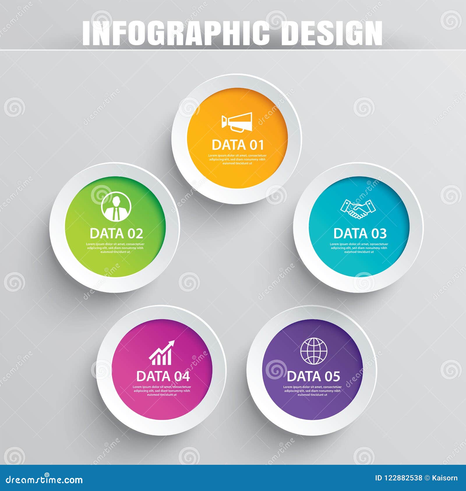 Infographics Circle Paper with 5 Data Template. Vector Illustration ...