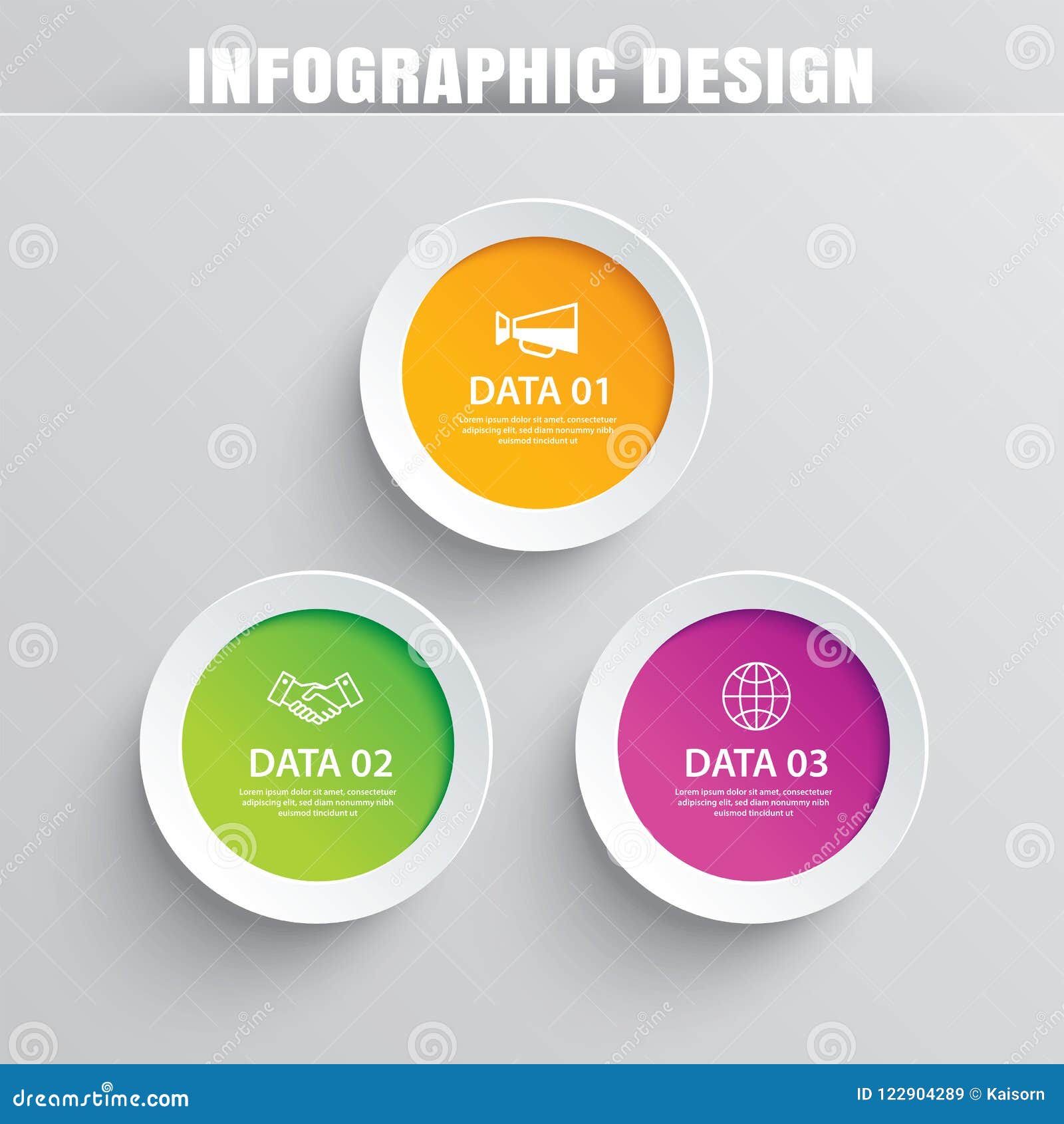 Infographics Circle Paper with 3 Data Template. Vector Illustration ...