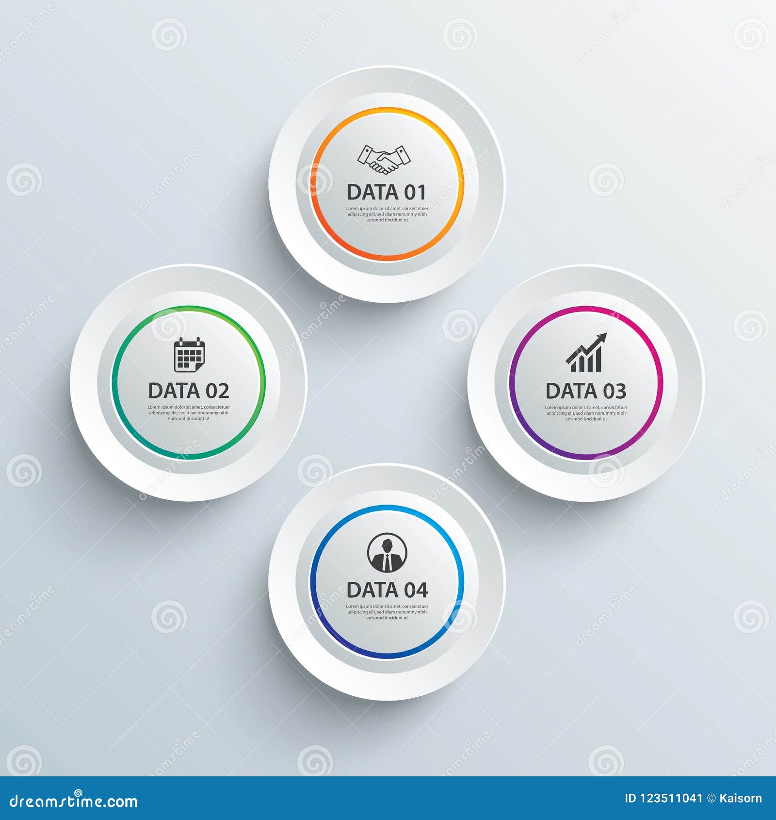 Infographics Circle Paper with 4 Data Template. Vector Illustration ...