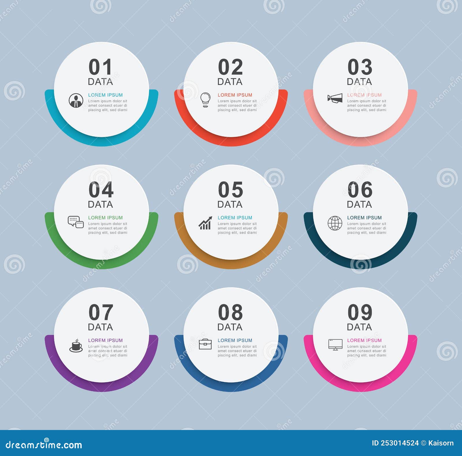 Infographics Circle Timeline with 9 Number Data Template. Vector ...
