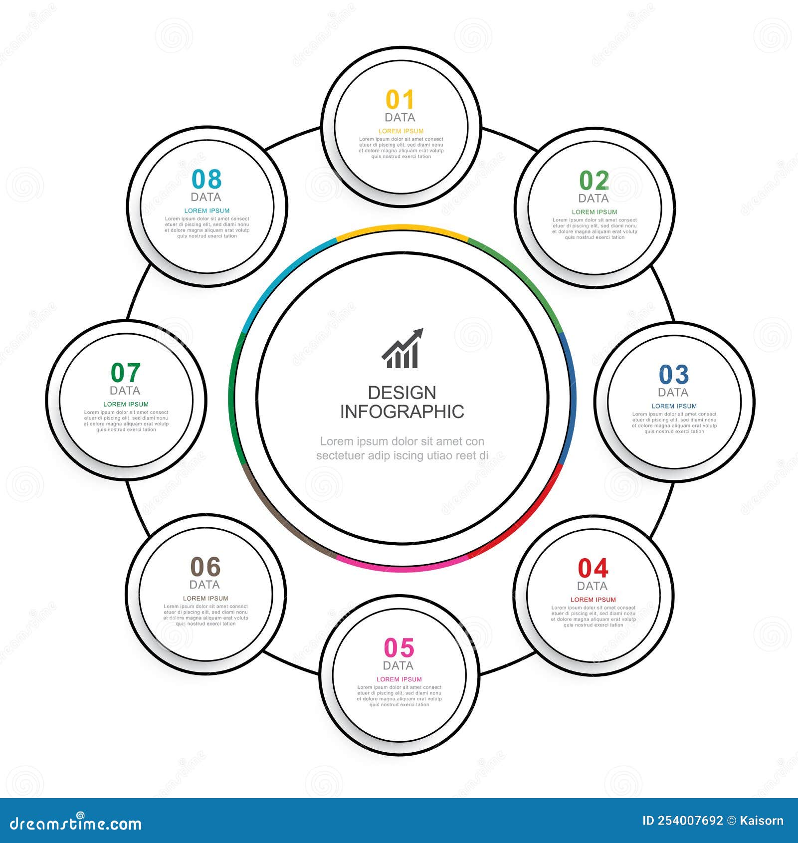 Infographics Circle Timeline with 8 Number Data Template. Vector ...