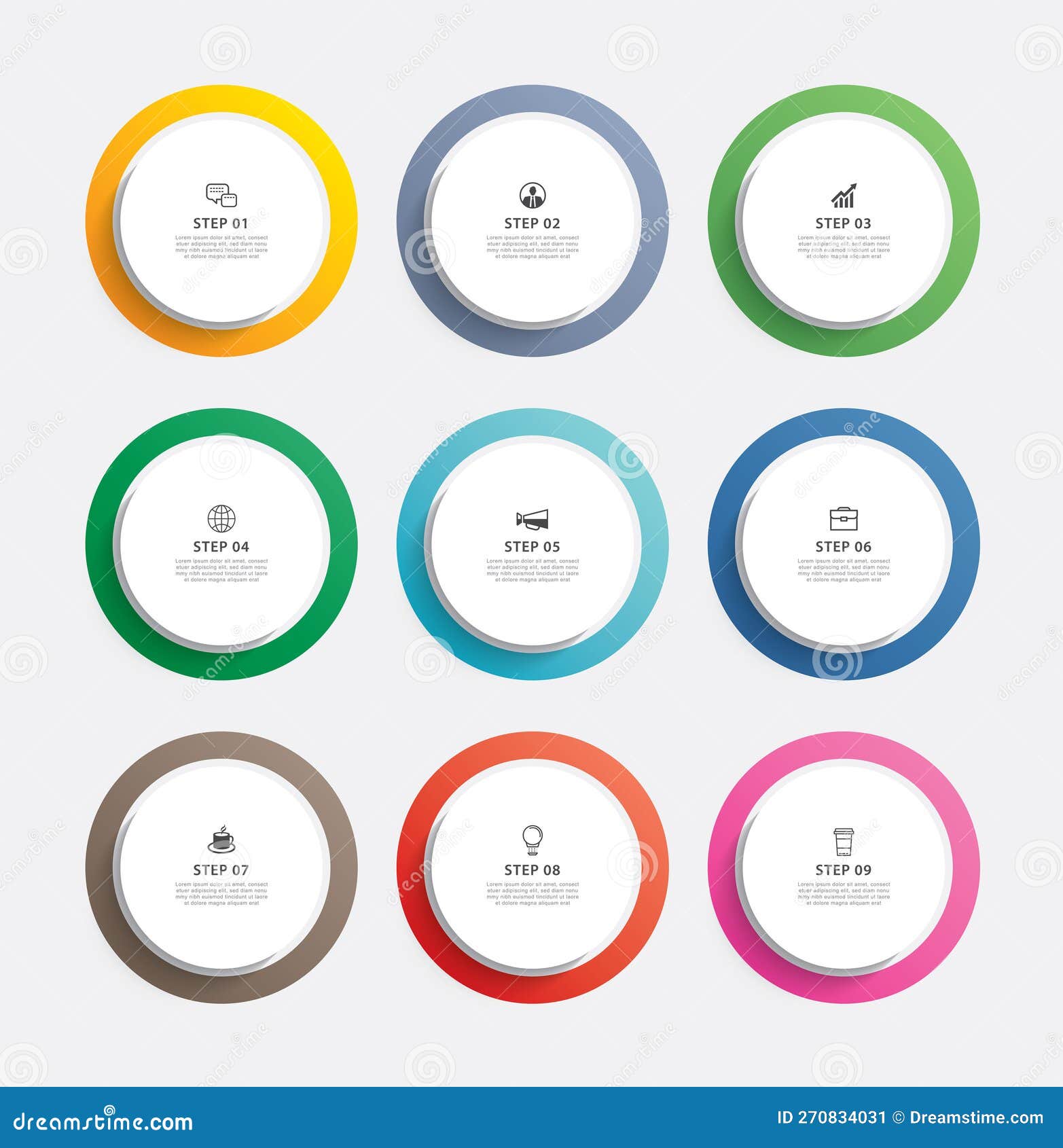 Infographics Circle Timeline with 9 Number Data Template. Vector ...