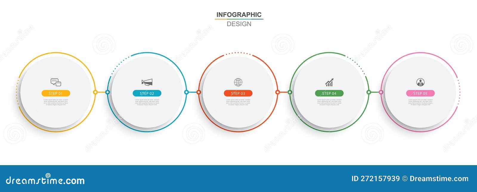 Infographics Circle Timeline with 5 Number Data Template. Vector ...