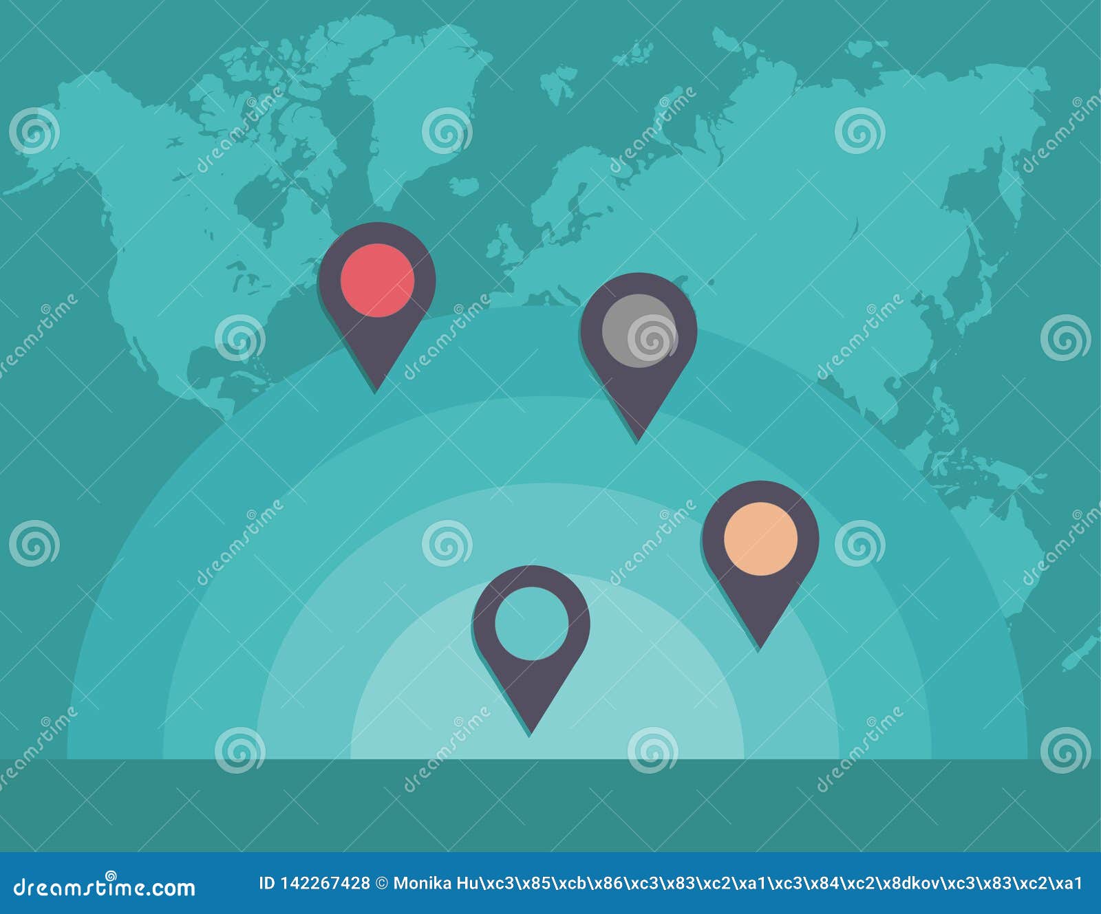 Infographics Circles Point on World Map in Background Blank Stock ...