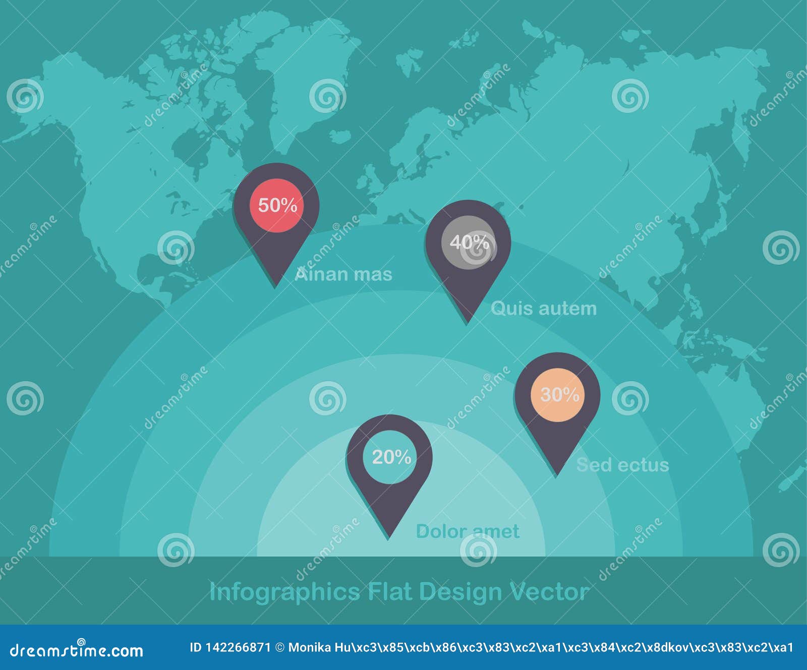 Infographics Circles Point on World Map in Background Stock Vector ...