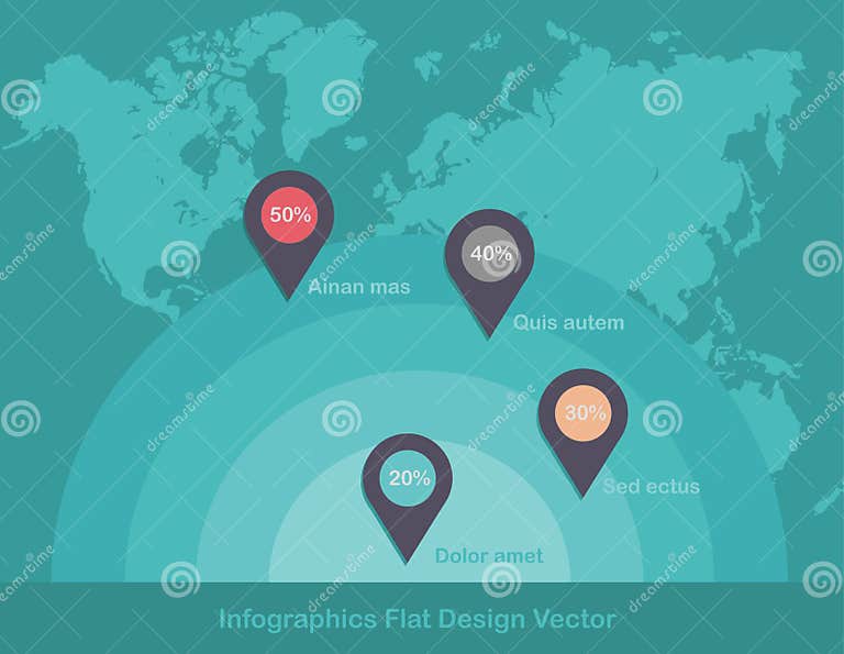 Infographics Circles Point on World Map in Background Stock Vector ...