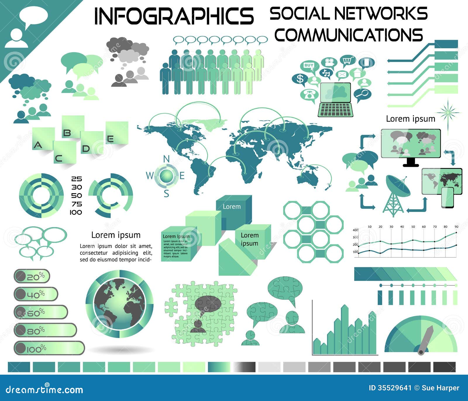 Infographics Communications Social Networks EPS10 Stock Vector ...