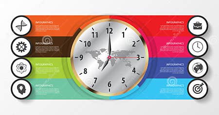 Infographics Concept with Clock. Modern Design Template Stock Vector ...
