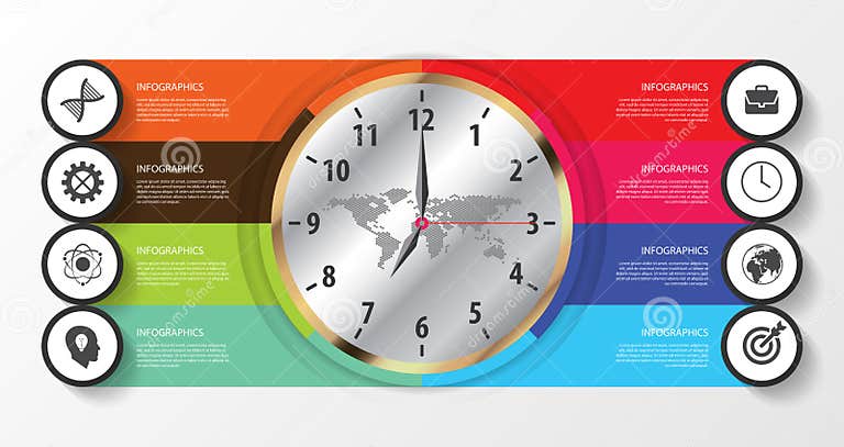 Infographics Concept with Clock. Modern Design Template Stock Vector ...