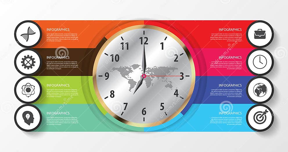 Infographics Concept with Clock. Modern Design Template Stock Vector ...