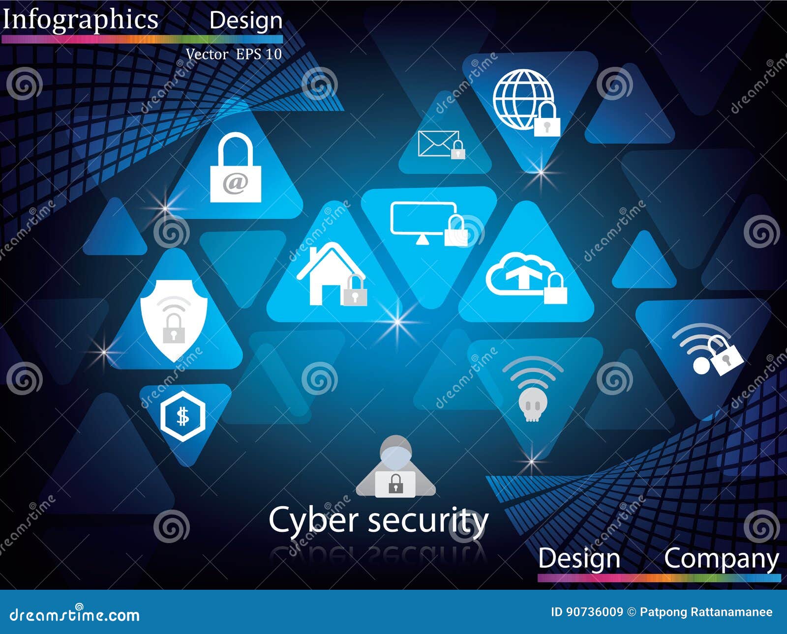 Infographics Concept Cyber Security Icons for Web. Premium Qual Stock ...