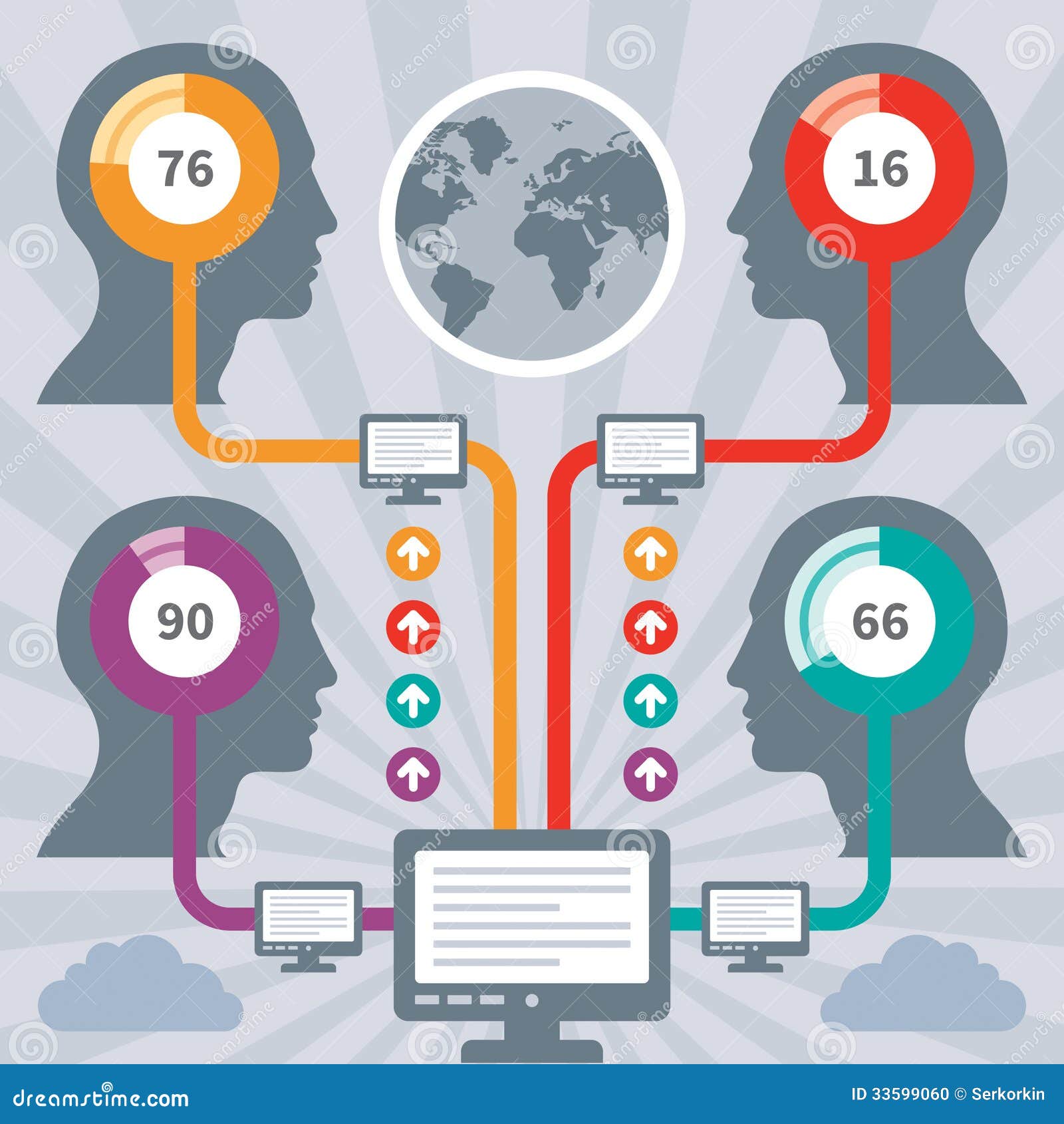 Infographics Concept with a Human Heads & Computers Stock Vector ...