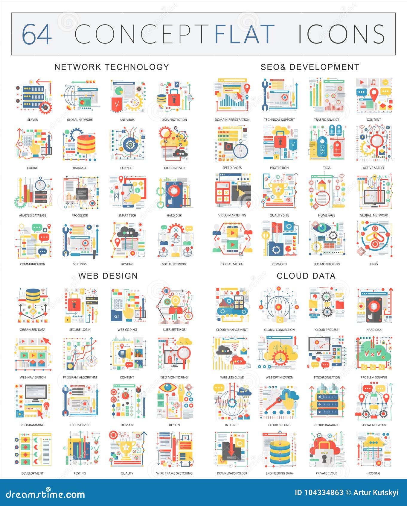 Infographics Concept Icons of Network Technology, Seo Development, Web ...